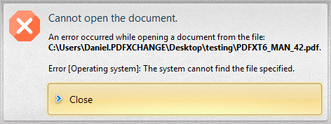PDF-XChange Co Ltd :: Knowledge Base :: Why do I receive an error message when I attempt to open ...